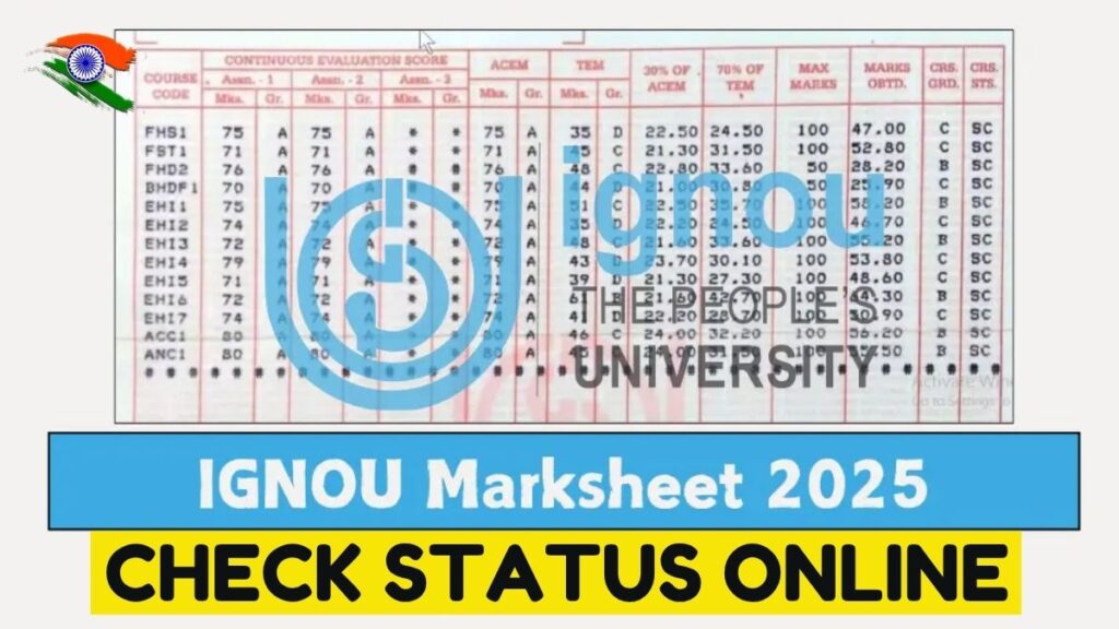 IGNOU Marksheet 2025: Download Options, Dispatch Status, Eligibility ...